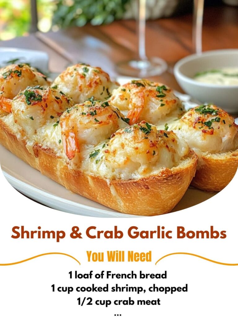 Crabby Shrimp-Stuffed Garlic Bread Bombs - Recipes4home